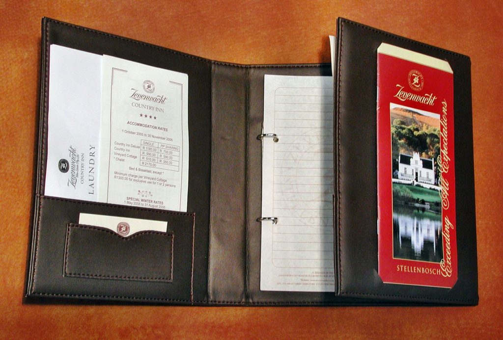Room folders & guest directories - La Ricci Leathers - South Africa